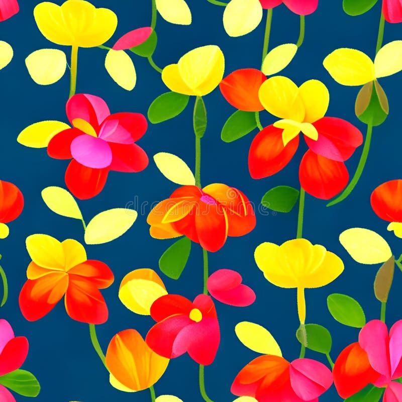 Seamless Abstract Flowers Colorful Texture Art Stock Illustration ...