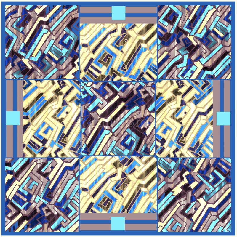 Seamless Abstract Geometric Digital Pattern for Stylish Scarf Design ...