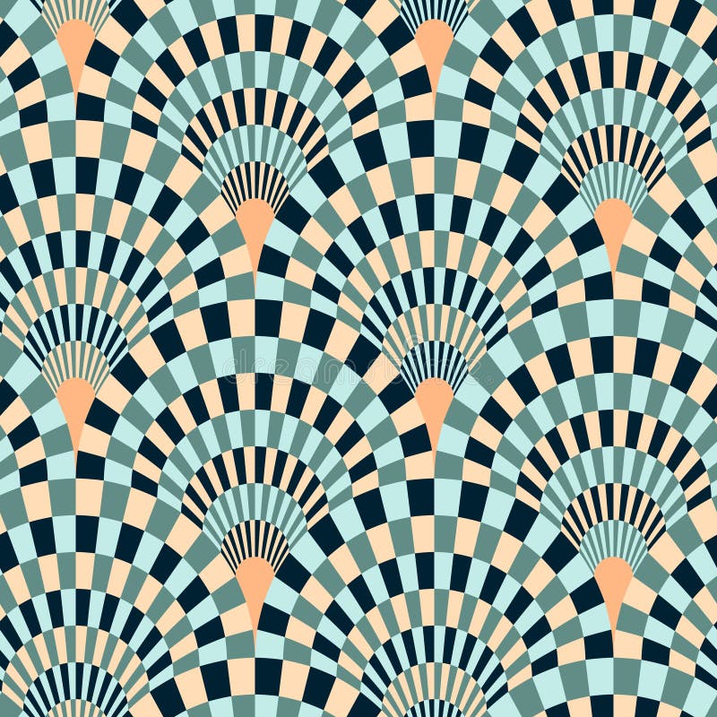 Seamless Abstract Geometric Pattern. Concentric Circles. Rounded Fans ...