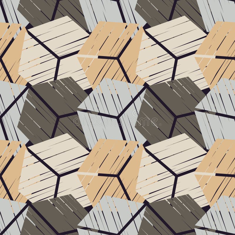 Seamless Abstract Geometric Pattern. 3D Cubes. Mosaic Texture ...