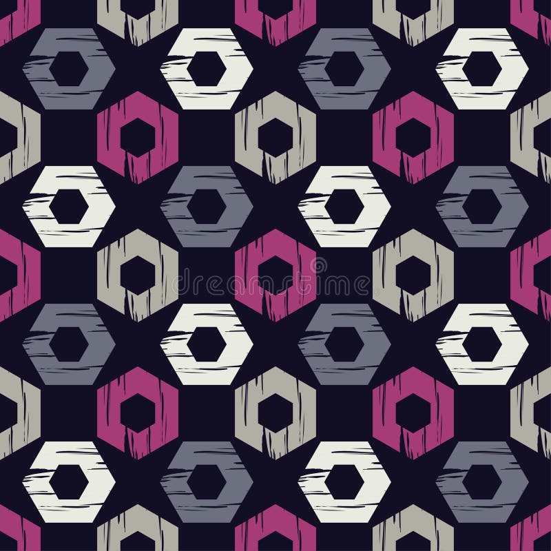Seamless Abstract Geometric Pattern. Hexagons Texture. Brushwork. Hand ...
