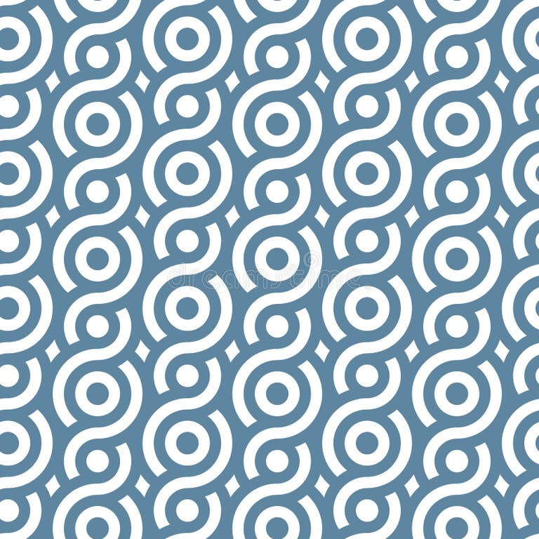 Seamless Geometric Pattern of Blue Concentric Circles on a White ...