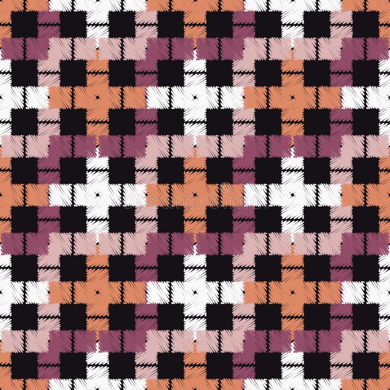 Seamless Abstract Geometric Pattern. Mosaic Texture. Brushwork. Hand ...