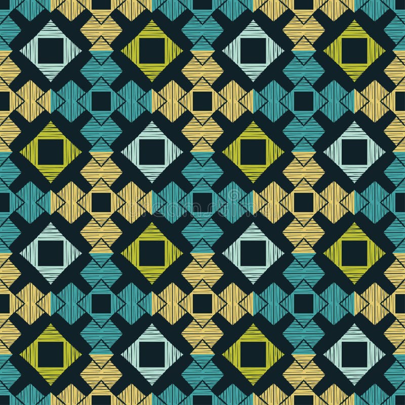 Seamless Abstract Geometric Pattern. Mosaic Texture. Brushwork. Hand ...