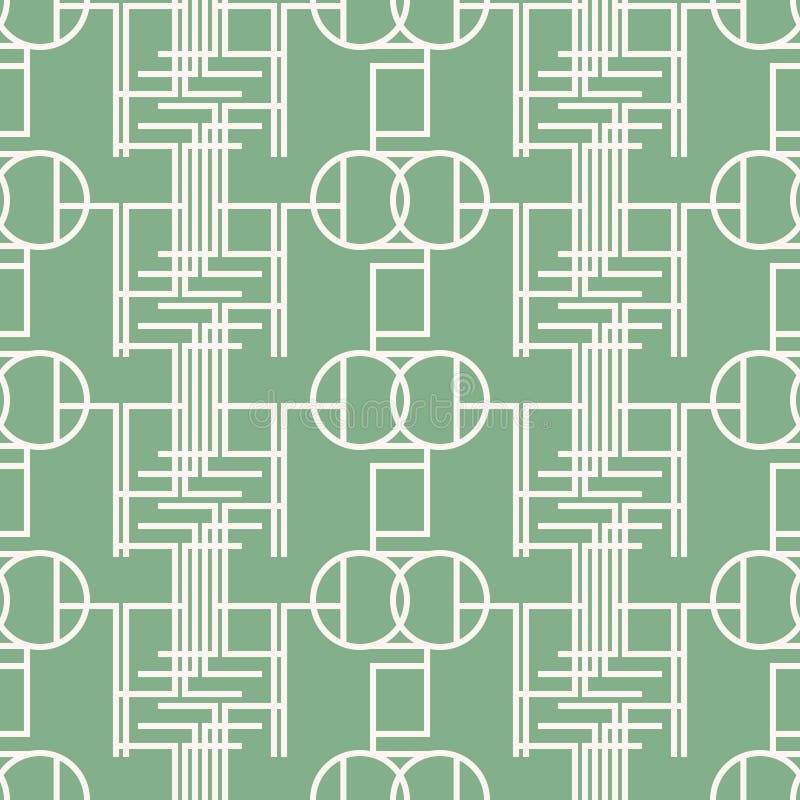 Seamless Mint Green Pattern of Multiple Bent Lines and Circles Stock ...