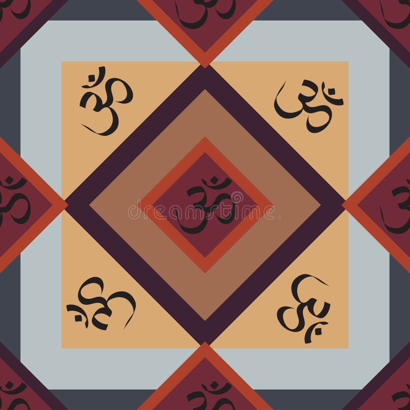 Seamless Abstract Geometric Pattern with Om Signs Stock Vector ...