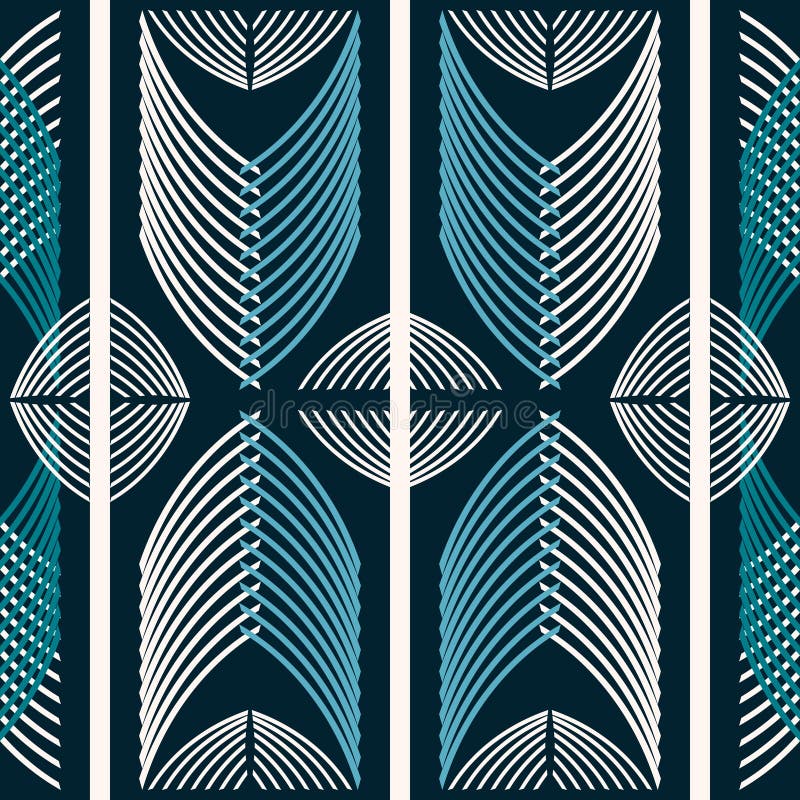 Seamless Abstract Geometric Pattern with Stripes and Curves Stock ...