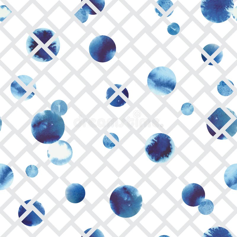 Seamless Abstract Hand Drawn Spot Pattern with Navy Blue Watercolor ...