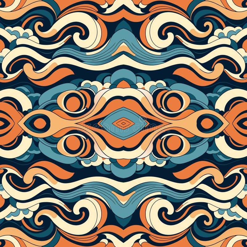 Seamless Abstract Hand-drawn Waves Pattern, Wavy Background. Stock ...