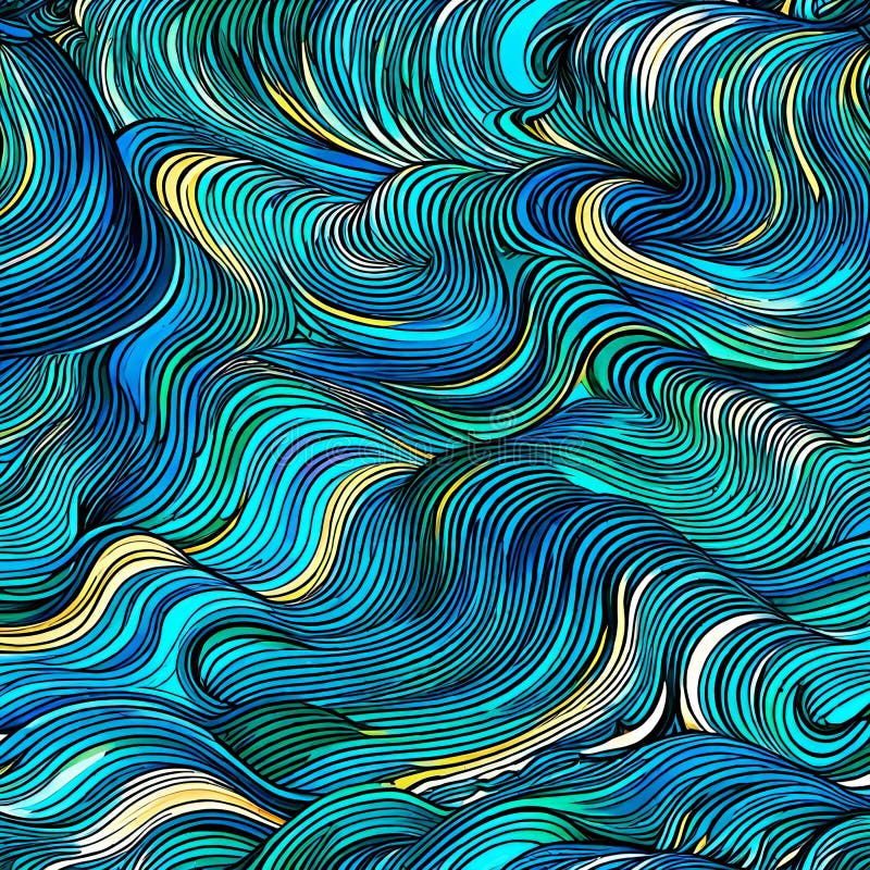 Seamless Abstract Hand-drawn Waves Pattern, Wavy Background Stock ...