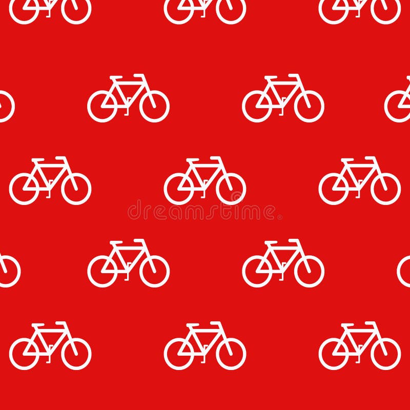 Seamless Abstract Illustration of Bicycle Icon Patterns on a Red ...