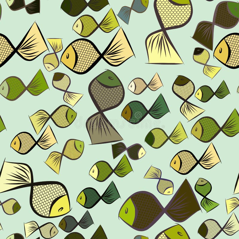 Seamless Abstract Illustrations of Fish, Conceptual. Surface, Texture ...