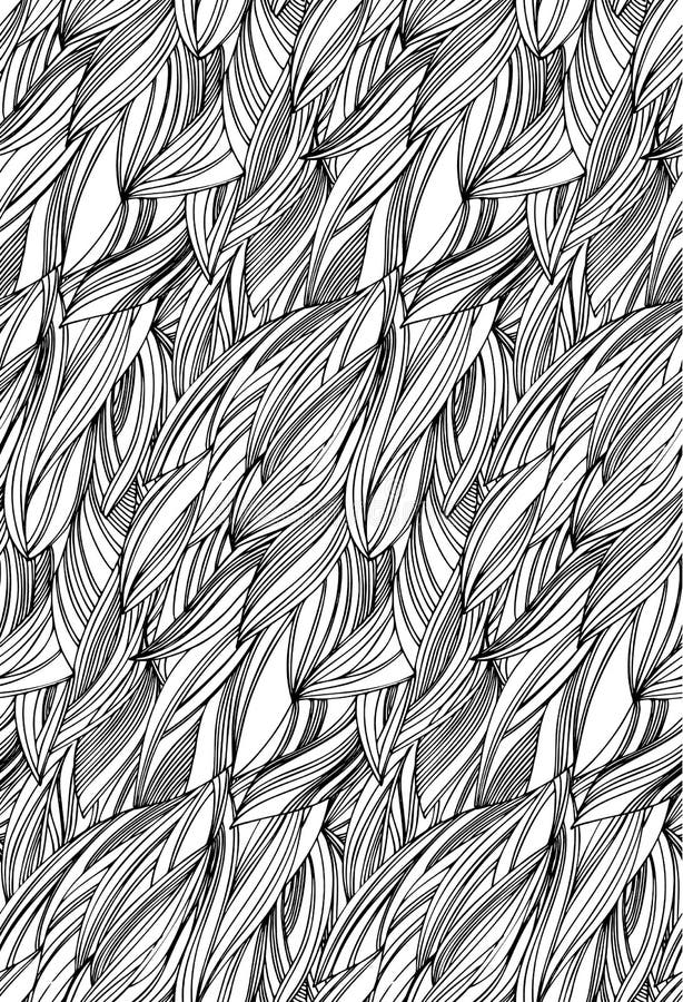 Seamless Abstract Leaves Vector Pattern. Black and White Image. Exotic ...