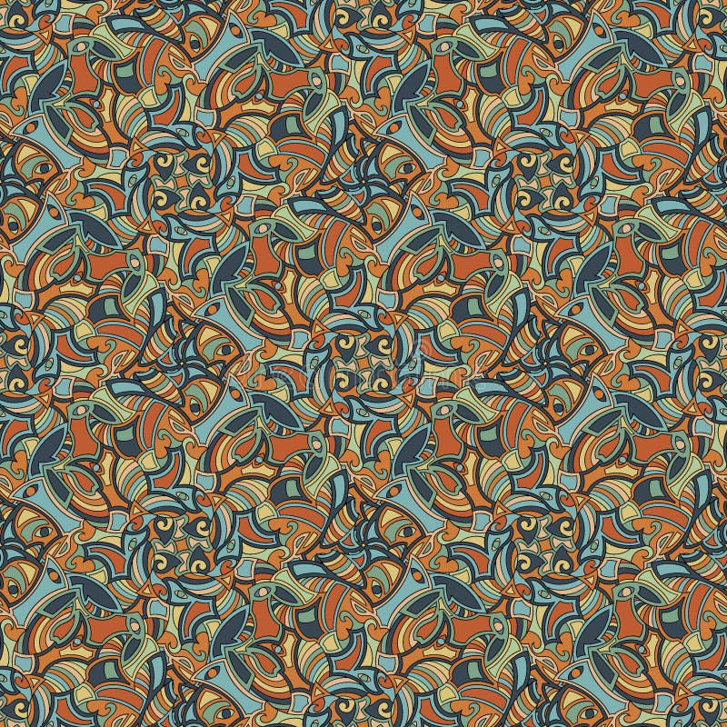 Seamless Abstract Mandala Style Pattern in Various Colors Stock Image ...