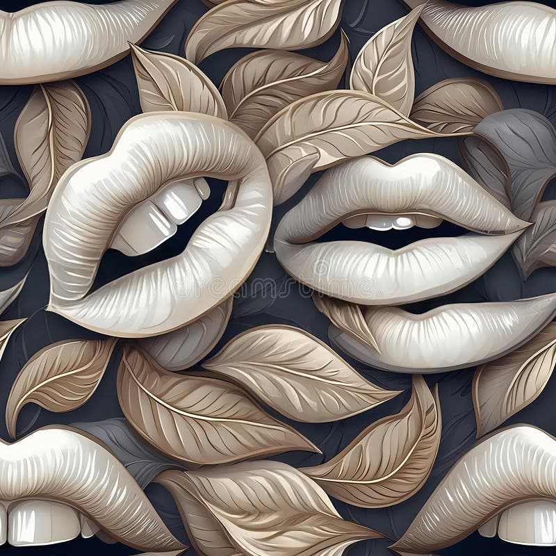 Seamless Abstract Modernist Pattern with Stylized Female Lips Stock ...