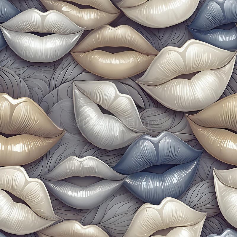 Seamless Abstract Modernist Pattern with Stylized Female Lips Stock ...
