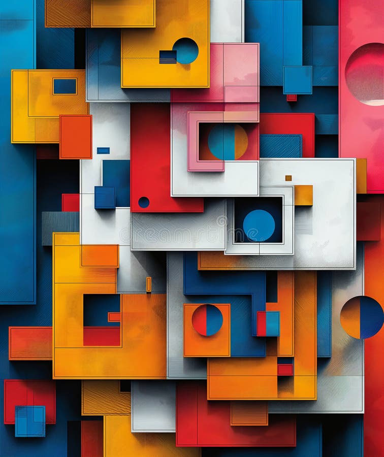 Coloured Geometric Background White Squares for Cards and Postcard and ...