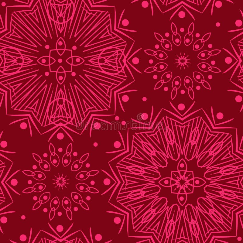 Seamless Abstract Ornamental Pattern on Red Stock Illustration ...