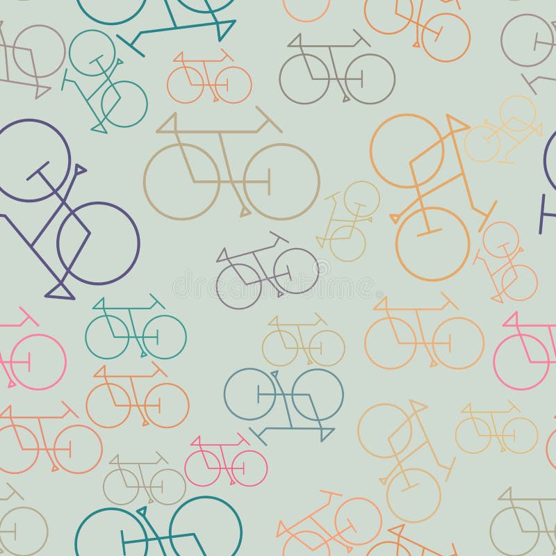 Seamless Abstract Outline of Bicycle Illustrations Background. Surface ...