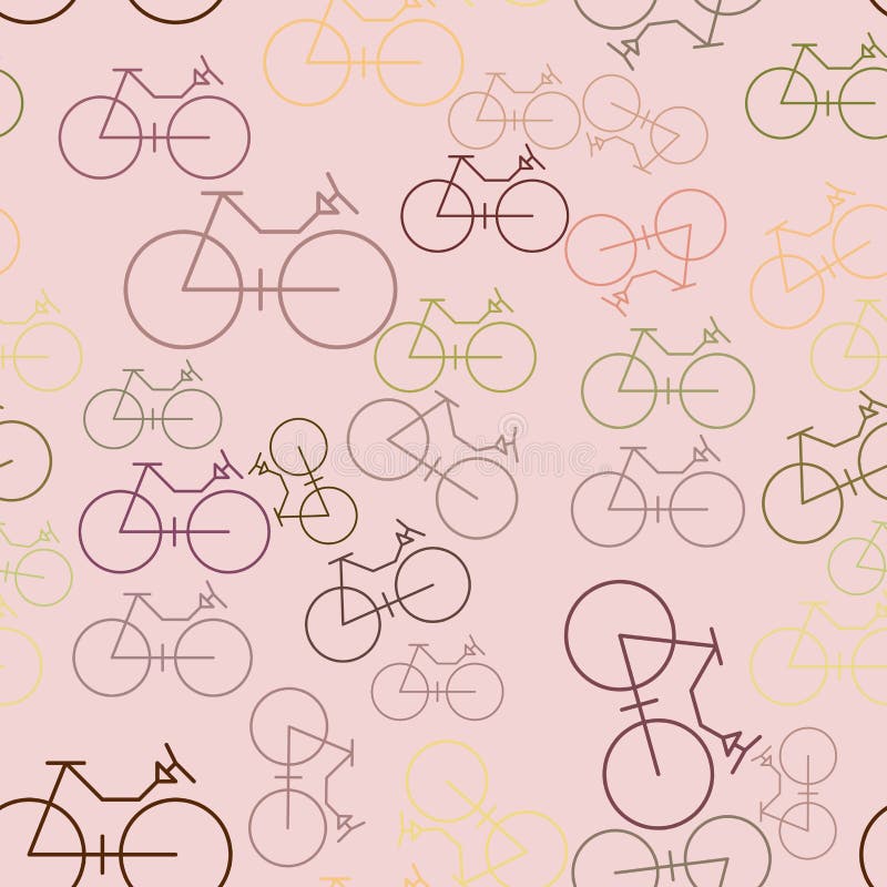 Seamless Abstract Outline of Bicycle Illustrations Background ...
