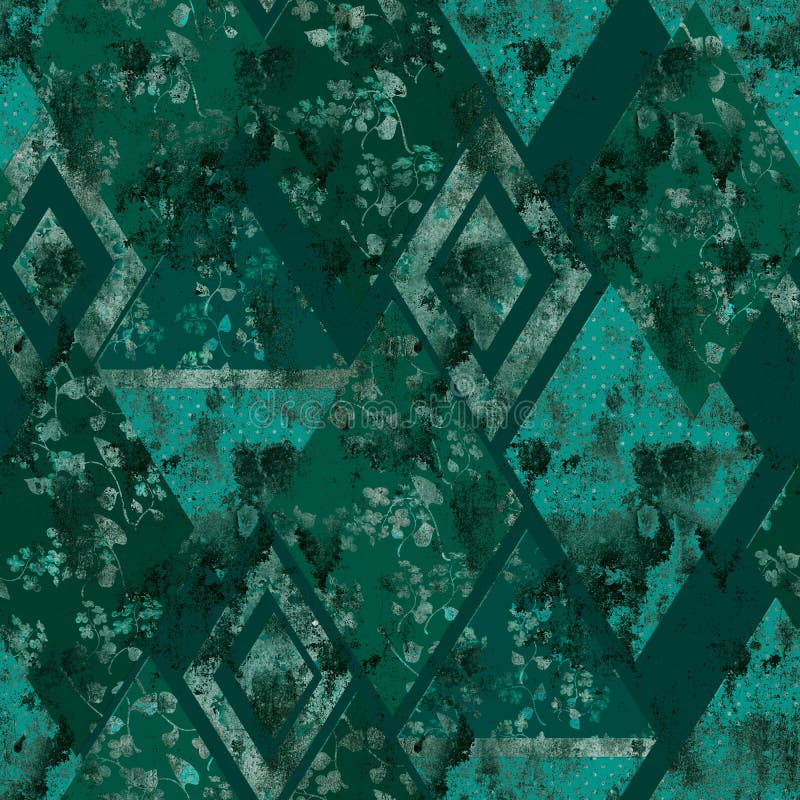 Seamless Abstract Patchwork Grunge Patches Pattern Dark Stock ...