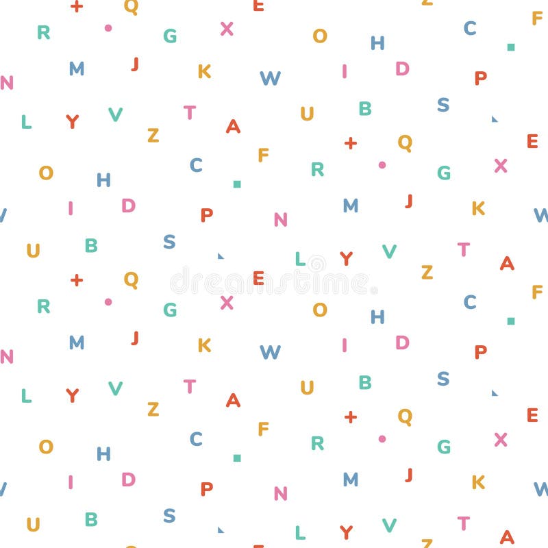 Seamless Abstract Pattern with Alphabet Letters on White Background ...