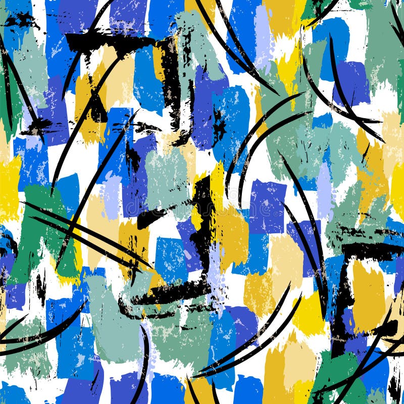 Seamless Abstract Pattern Background, Paint Strokes and Splashes Stock ...