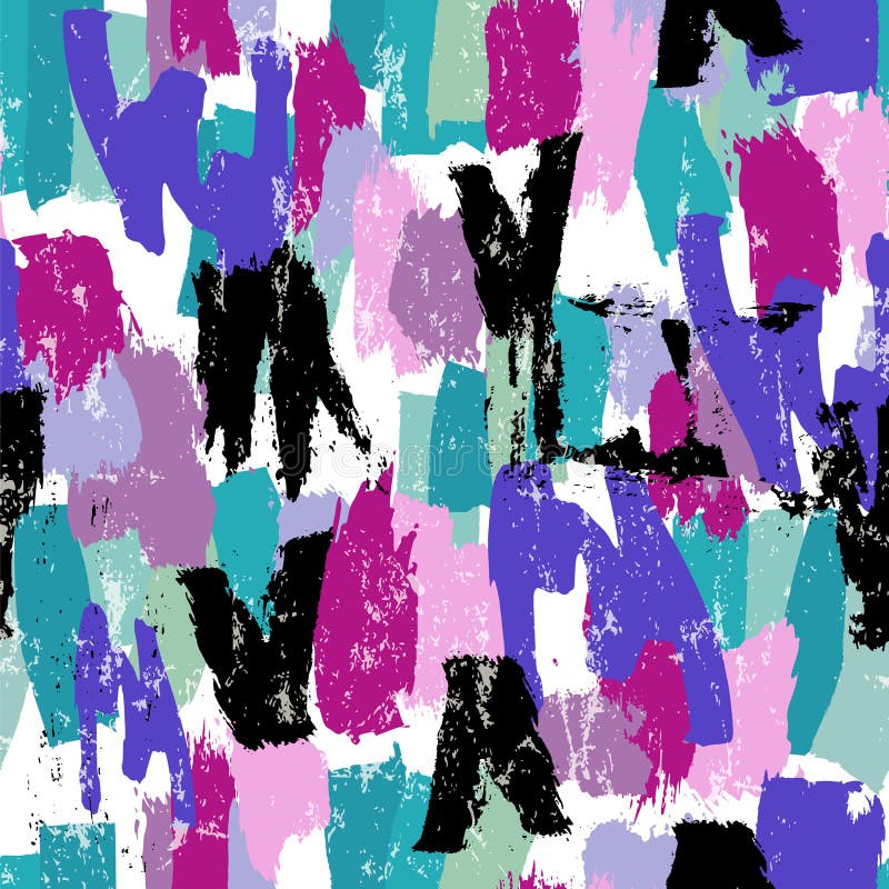 Seamless Abstract Pattern Background, Paint Strokes and Splashes Stock ...
