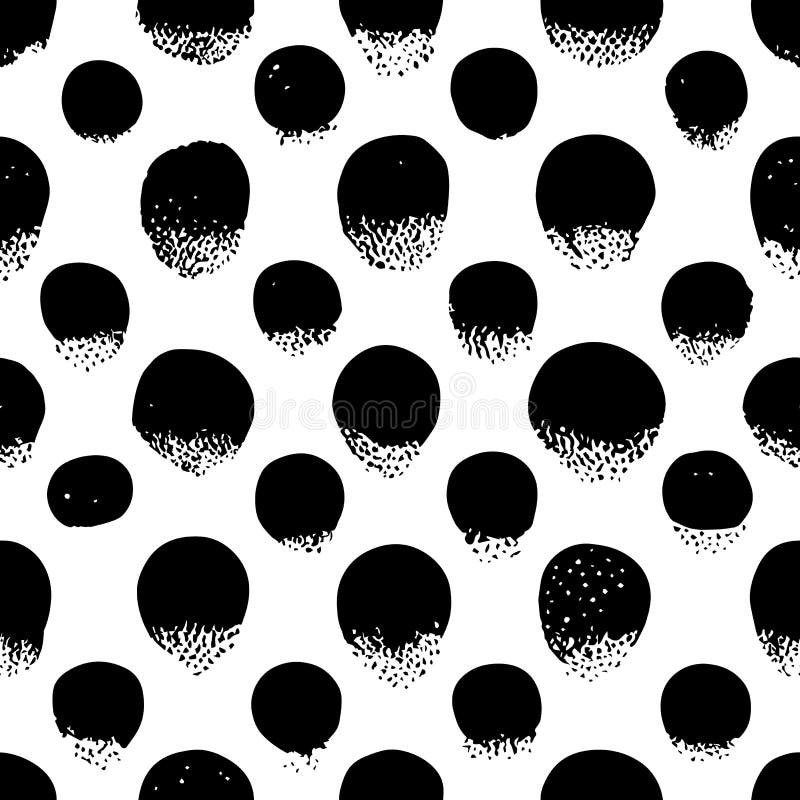 Seamless Abstract Pattern Background, Polka Dots. Black Ink Stains on ...