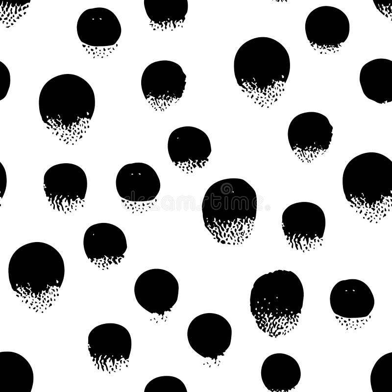 Seamless Abstract Pattern Background, Polka Dots. Black Ink Stains on ...