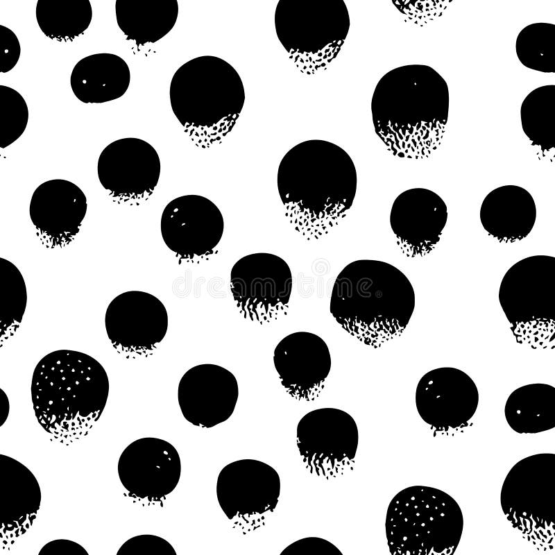 Seamless Abstract Pattern Background, Polka Dots. Black Ink Stains on ...