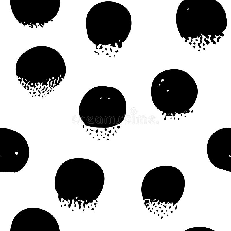 Seamless Abstract Pattern Background, Polka Dots. Black Ink Stains on ...