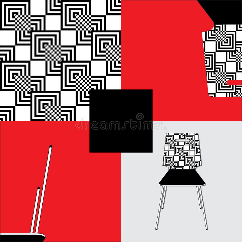 Seamless Abstract Pattern and a Chair. Stock Vector - Illustration of ...