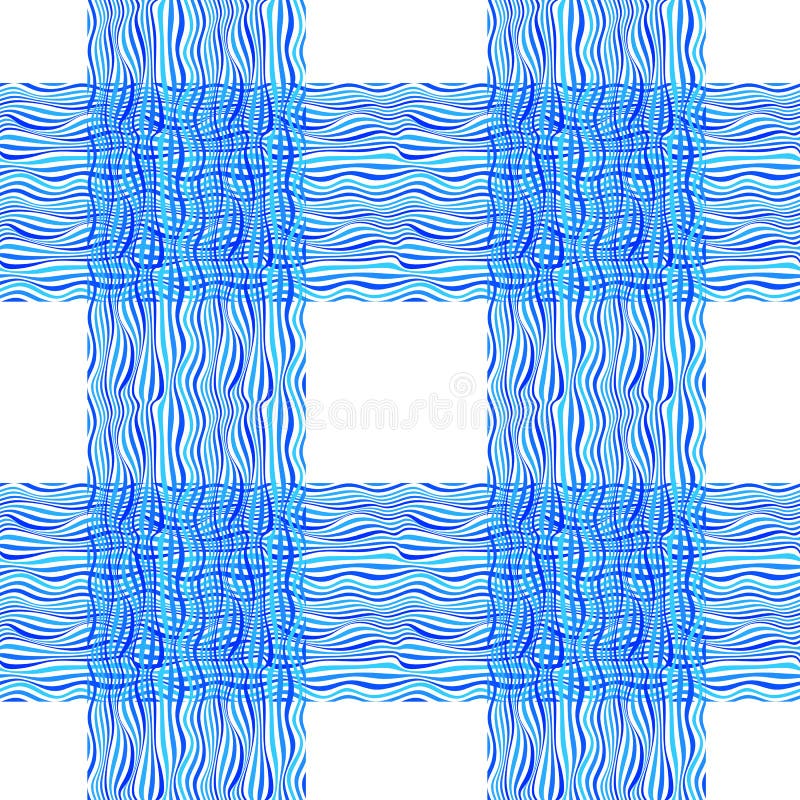 Seamless Abstract Pattern with Checkered Texture of Blue Waves Stock ...