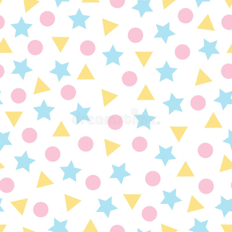 Seamless Abstract Pattern with Colorful Shapes, Circle, Star, and ...