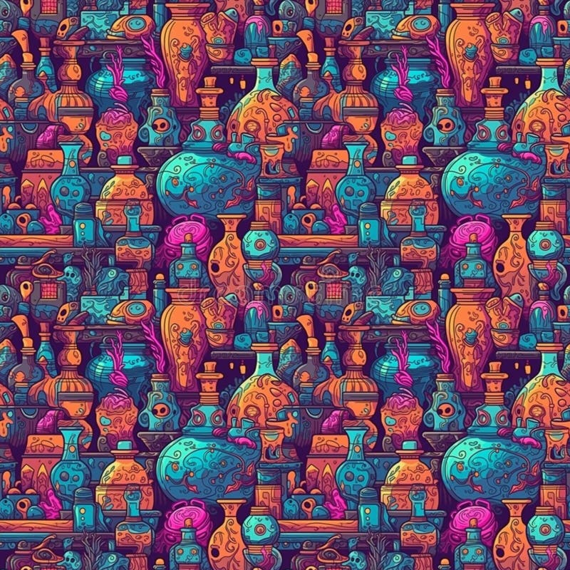 Composition of Artistic Painted Handcrafted Pottery Jars. AI Generative ...