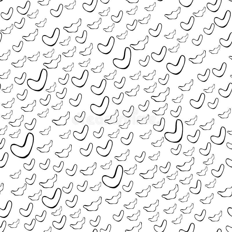 Seamless Abstract Pattern with Curved Black Outline Shape. Hand Drawn ...