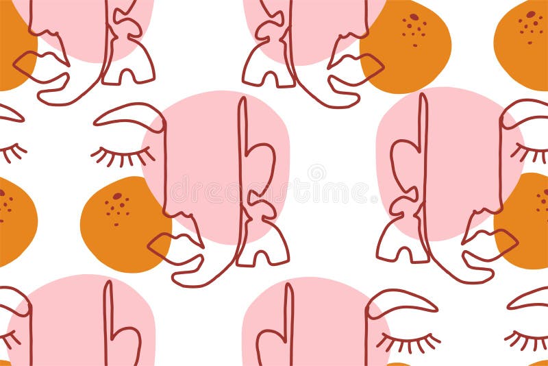 Seamless Abstract Pattern with Face Stock Illustration - Illustration ...
