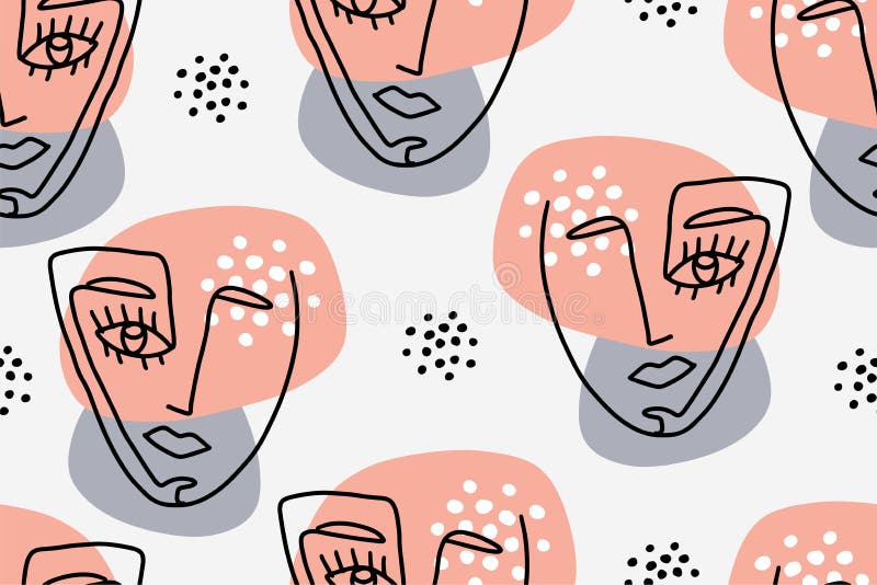 Seamless Abstract Pattern with Face Stock Illustration - Illustration ...