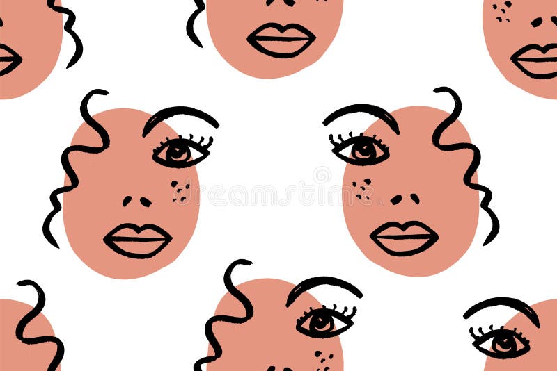 Seamless Abstract Pattern with Face Stock Illustration - Illustration ...