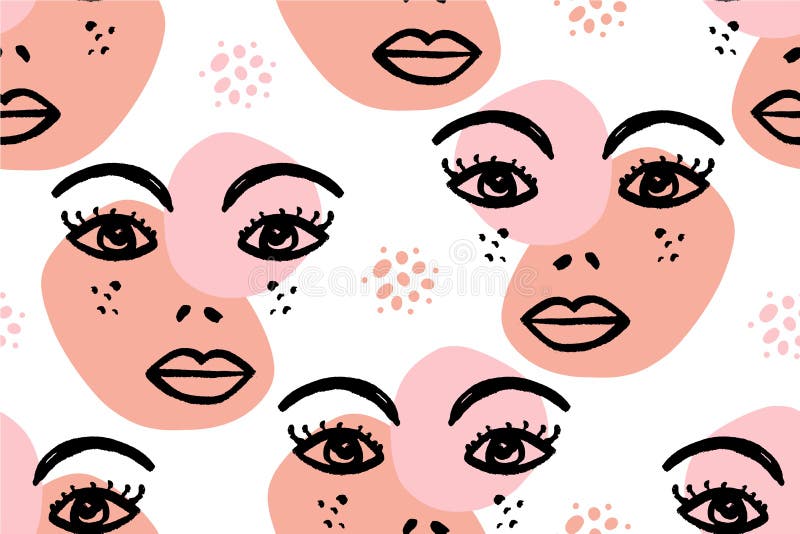 Seamless Abstract Pattern with Face Stock Illustration - Illustration ...