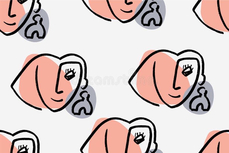 Seamless Abstract Pattern with Face Stock Illustration - Illustration ...