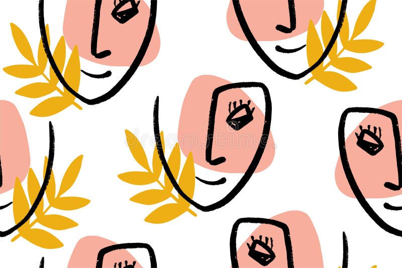 Seamless Abstract Pattern with Face Stock Illustration - Illustration ...