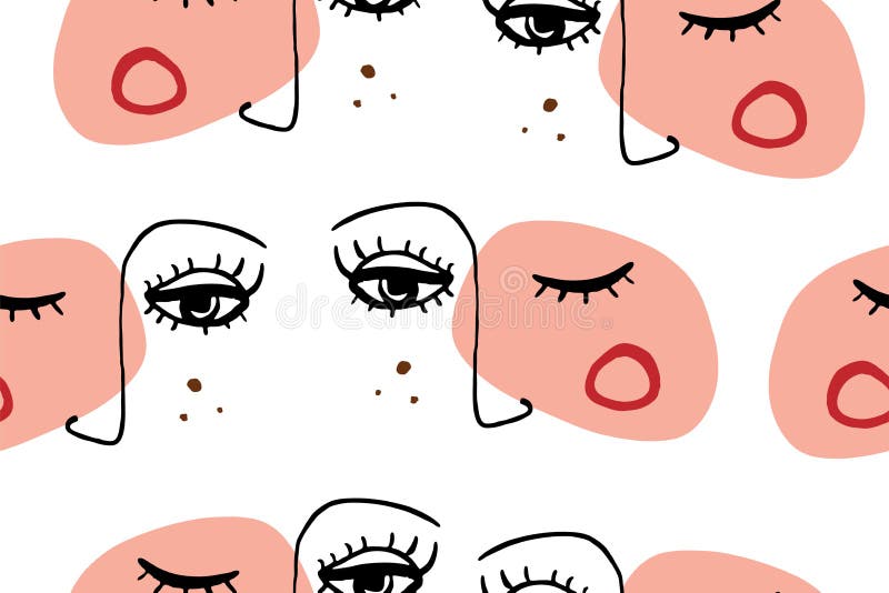 Seamless Abstract Pattern with Face Stock Illustration - Illustration ...