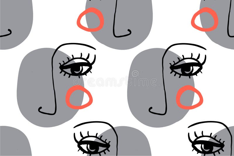 Seamless Abstract Pattern with Face Stock Illustration - Illustration ...
