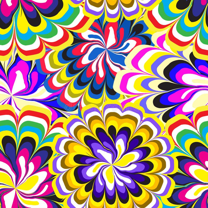 Seamless Abstract Pattern from Flowers of Different Colors. Stock ...