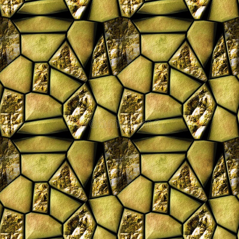 Seamless Abstract Pattern of Gold Stones and Crystals Stock ...