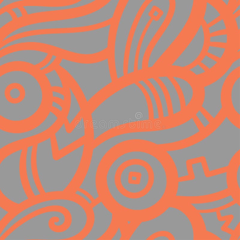 Seamless Abstract Pattern on Gray Background. Vector Doodle Image Stock ...