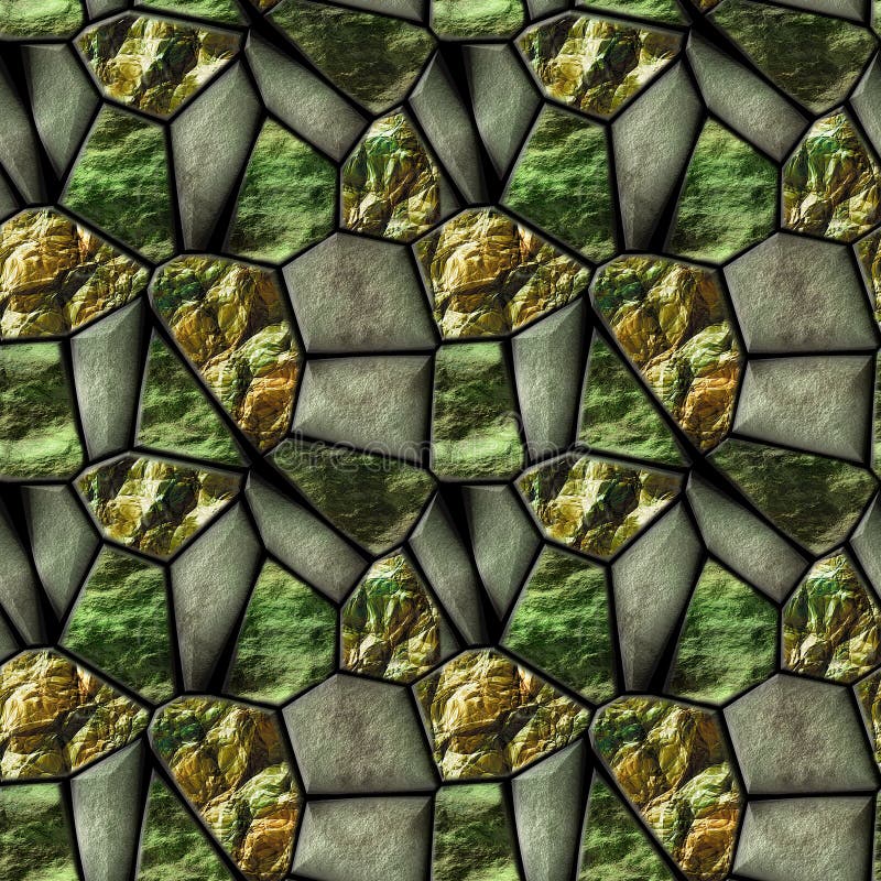 Seamless Abstract Pattern of Green Stones and Emeralds Stock ...