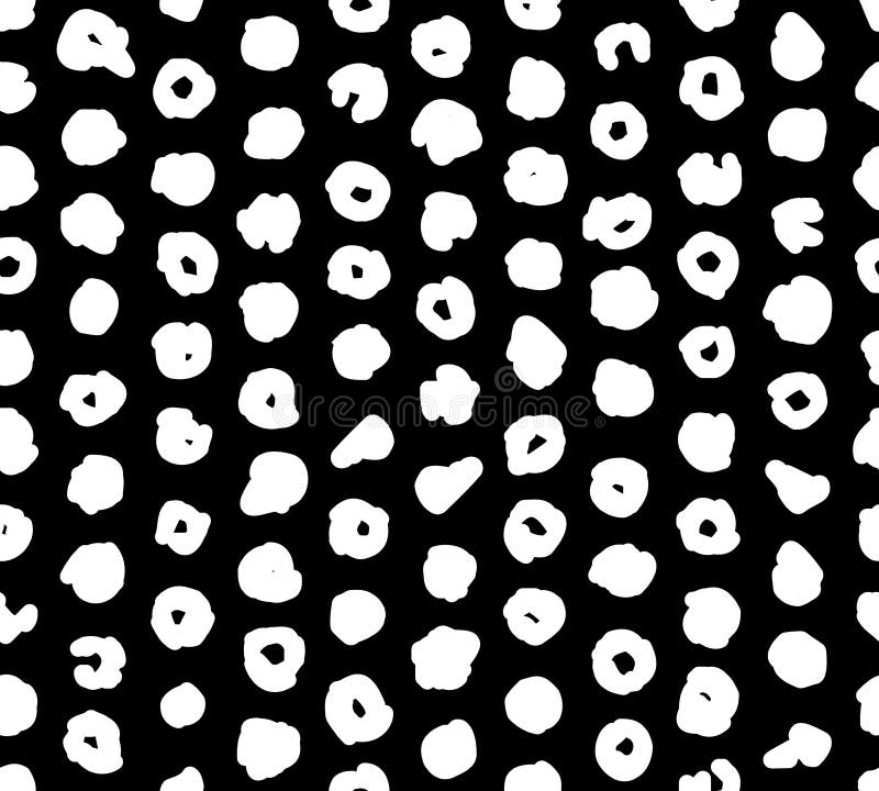 Seamless Abstract Pattern with Grid of White Spots on Black Background ...